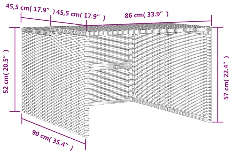 vidaXL Garáž pro robotickou sekačku šedá 86 x 90 x 52/57 cm polyratan