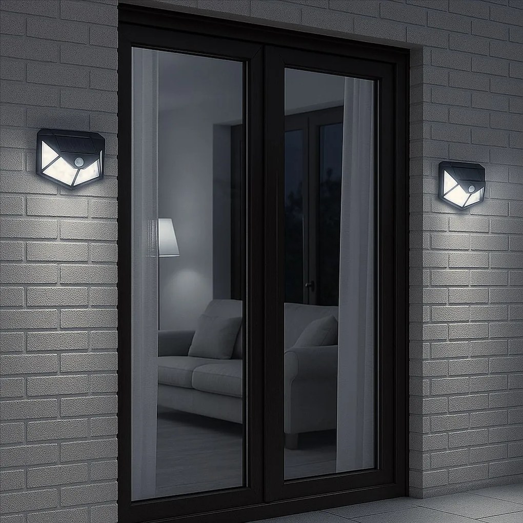 Exteriérové solární nástěnné LED svítidlo Batman, 1x LED 3w, černá, pohybový senzor