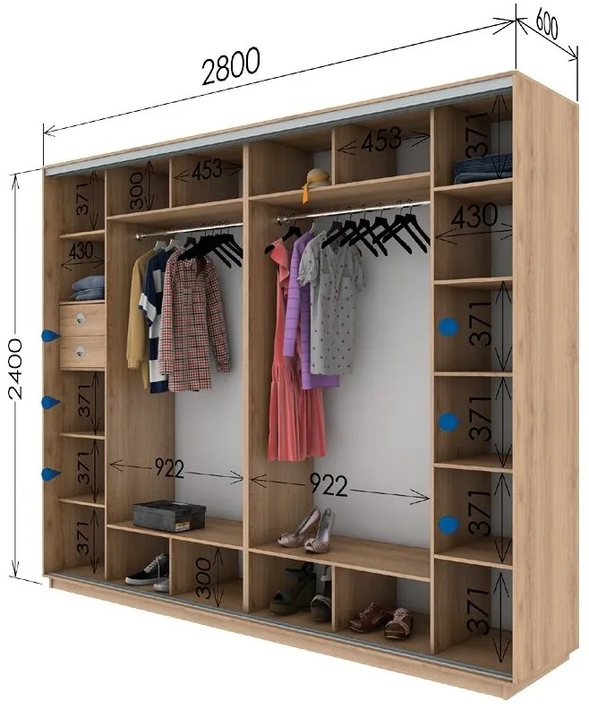 Šatní skříň STIGMA 280/240 sonoma