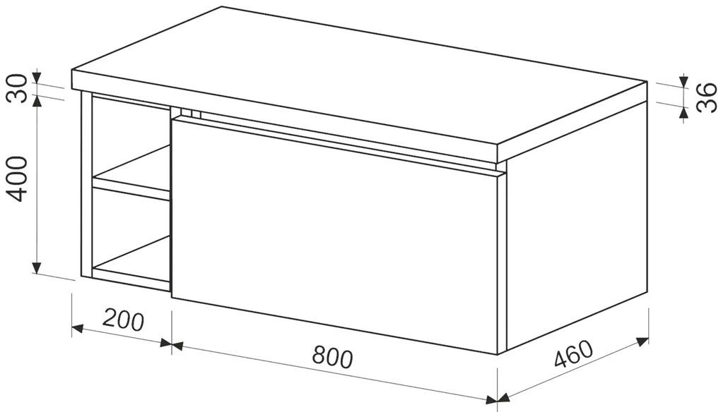 Intedoor OPERA PLUS skříňka pod umyvadlo na desku 100 cm OPP2 100L 1Z/Z 1OPP2 OPP2 100L 1Z/Z 1OPP2