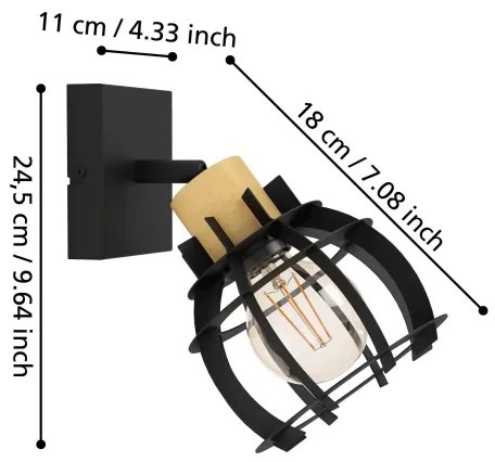 Eglo 43926 - Nástěnné bodové svítidlo STILLINGTON 1xE27/40W/230V