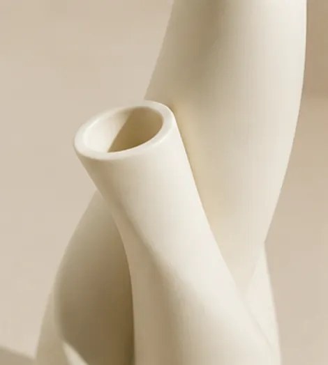 váza, styl Boho, plast, 14x6x6 cm, bílá, Dekorino VD0260007