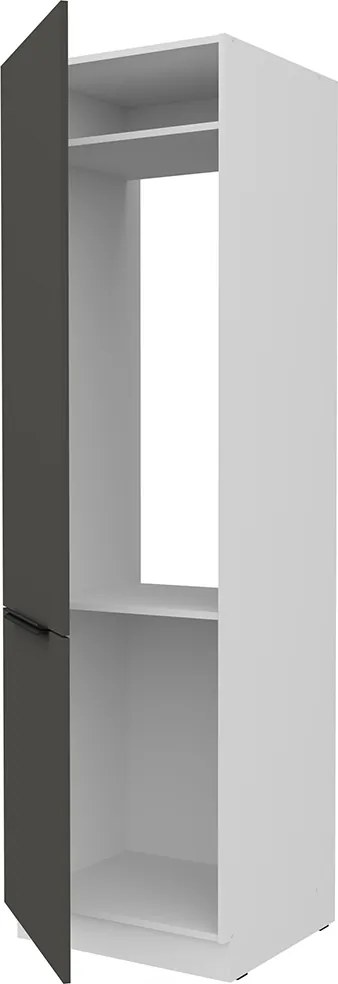 ARIA po | vysoká skříňka 60 LO-210 2F na vestavnou lednici | 60 cm | ANTI FINGERPRINT povrch | bílá/šedá grafit