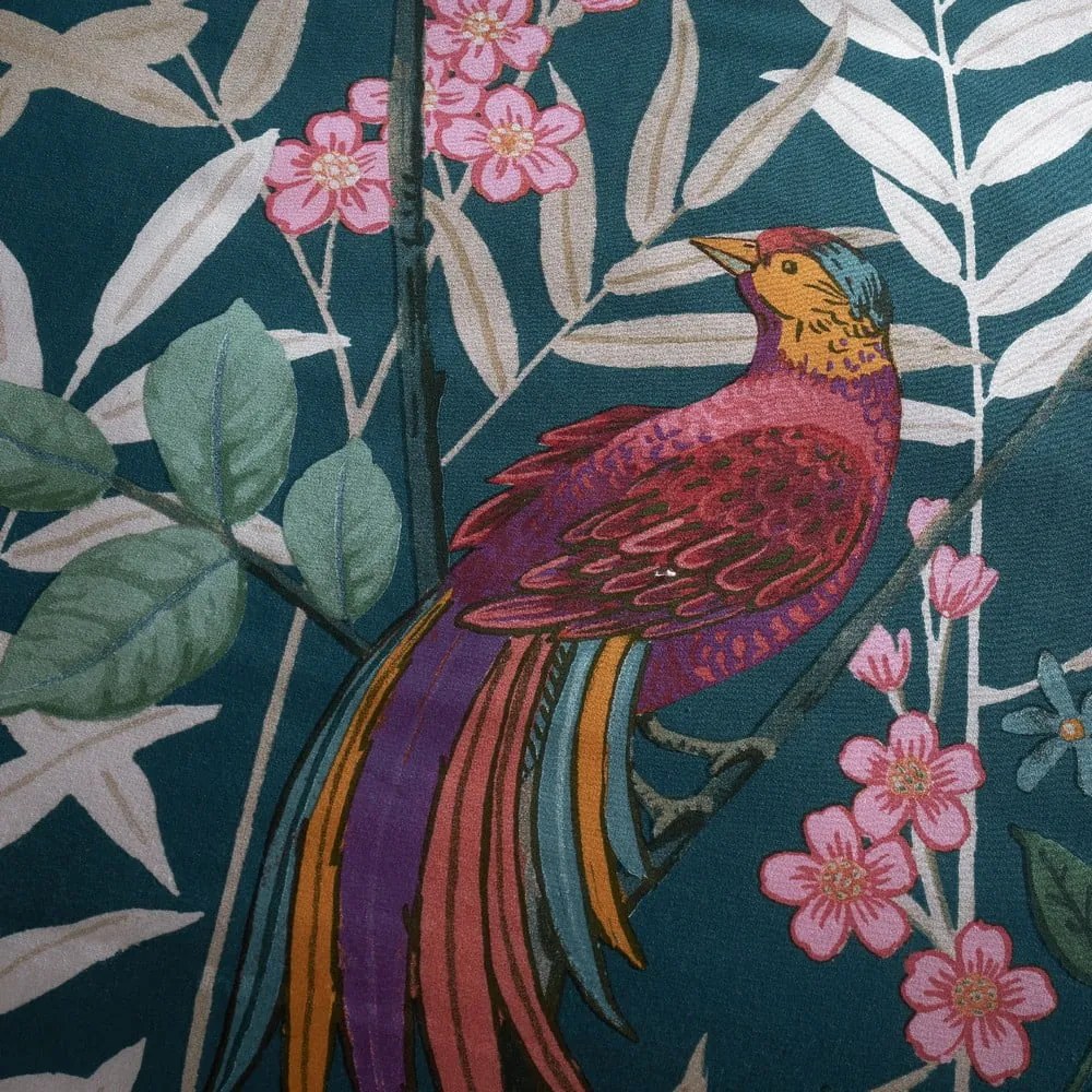 Tmavě zelené prodloužené povlečení na dvoulůžko 230x220 cm Tropical Floral Birds – Catherine Lansfield