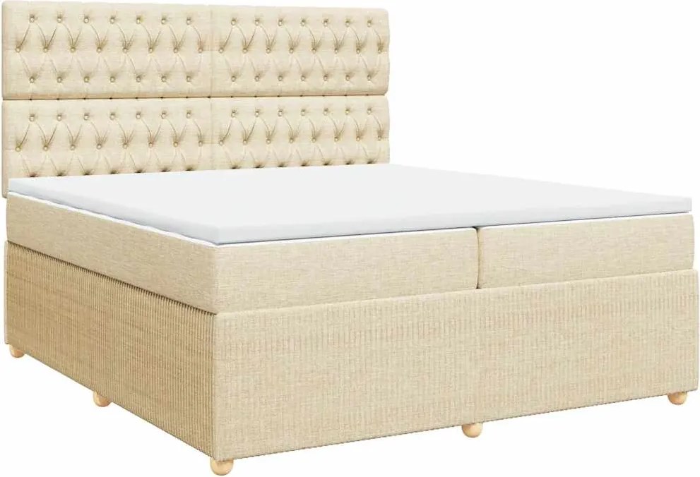 Box spring postel s matrací krémová 200x200 cm textil 3292175