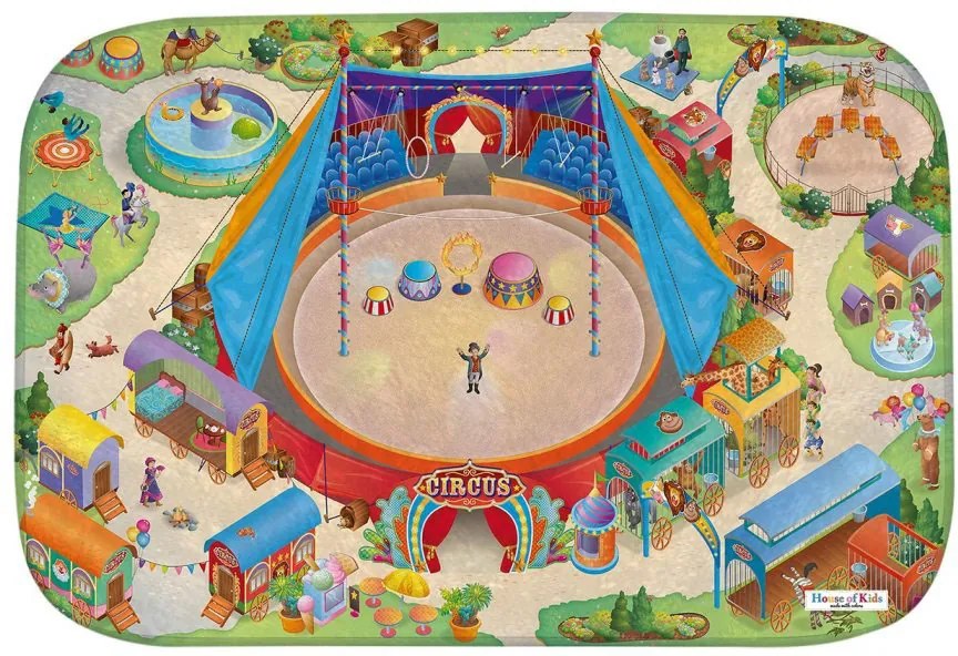 HOUSE OF KIDS Dětský hrací koberec Cirkus 3D Ultra Soft 130x180 pestrobarevný