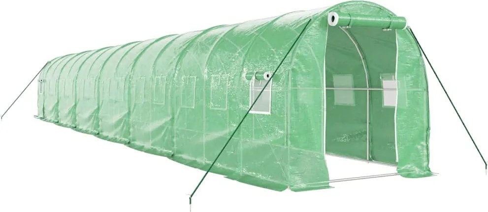 Skleník s ocelovým rámem zelený 28 m² 14 x 2 x 2 m 3188022