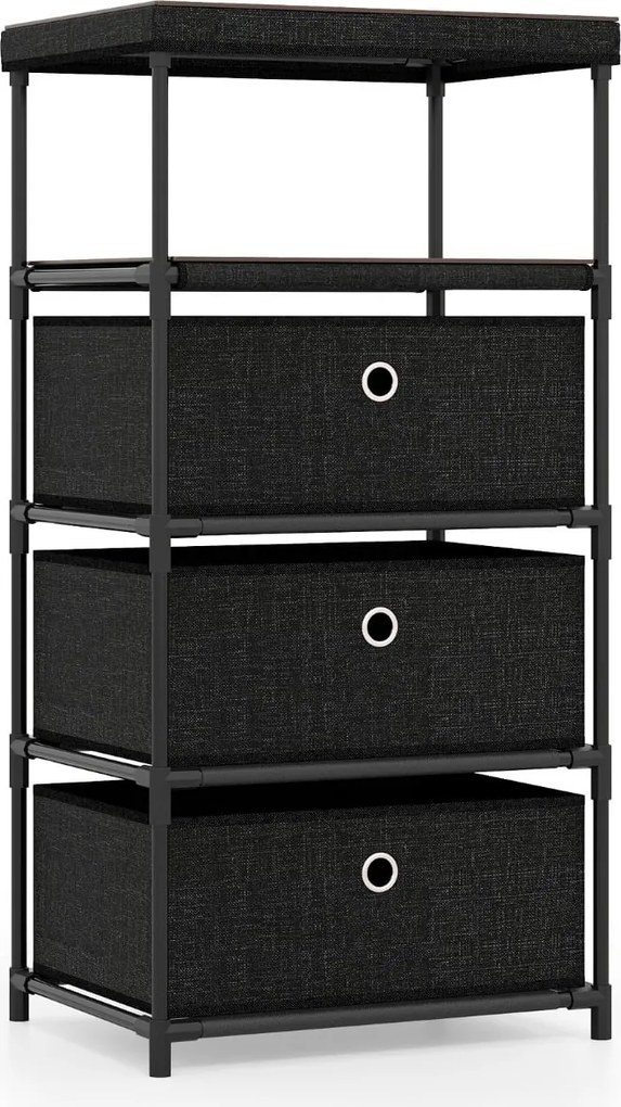 Costway Komoda s 3 zásuvkami Látková komoda s dřevěnou deskou – 40 × 30 × 81 cm