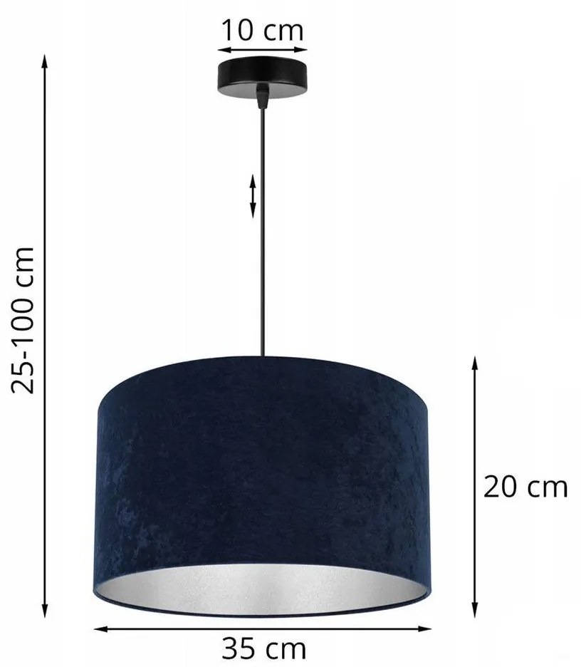 Závěsné svítidlo MEDIOLAN, 1x modré/chromové textilní stínítko