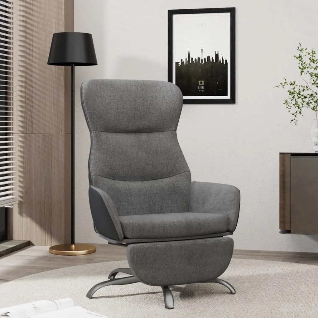 Relaxační Křeslo S Podnožkou Tmavě Šedé Textil - bez opěrky na nohy