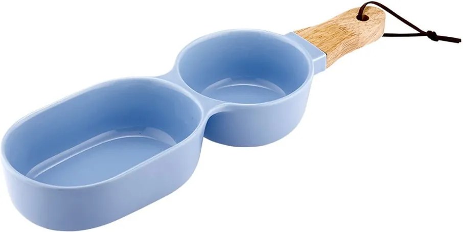 Modrá dvojitá servírovací miska s bambusovým detailem Ladelle Classic