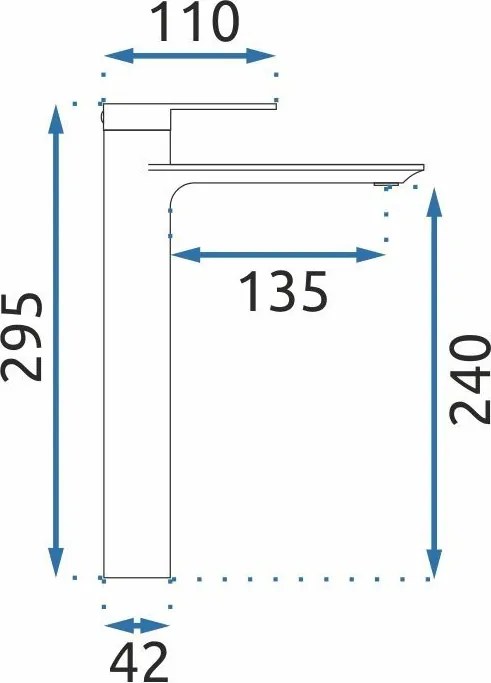 Rea Storm, vysoká umyvadlová baterie h-295, grafitová matná, REA-B4584