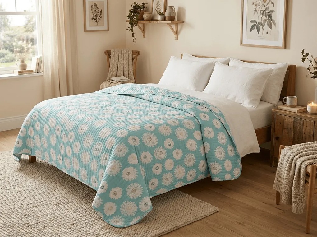 Přehoz na postel FLORENCO, modrý Rozměr: 220 x 240 cm