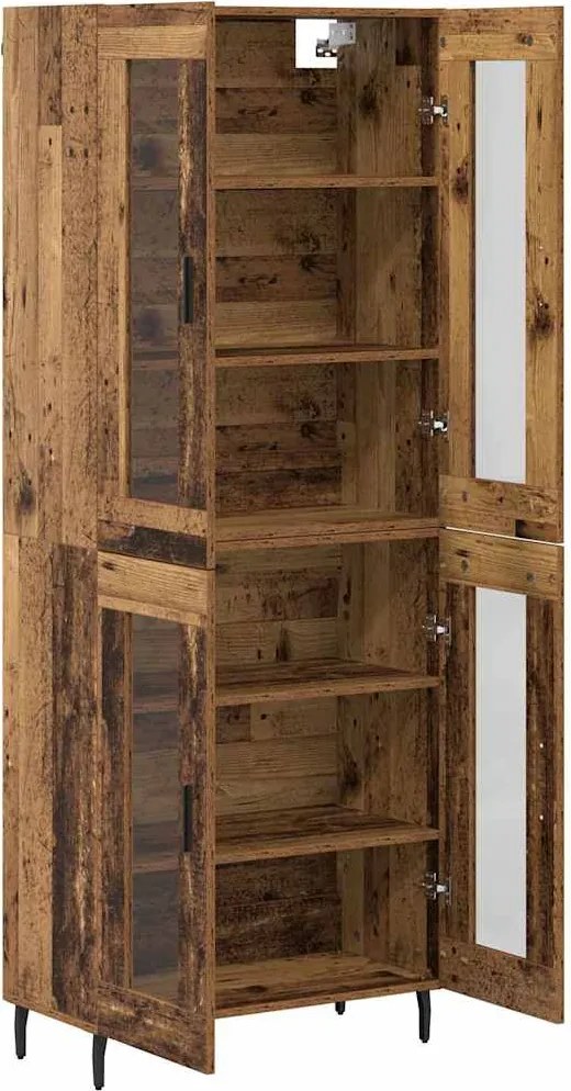 Vysoký bufet 2 ks Staré dřevo 69,5 x 34 x 180 cm 3403180