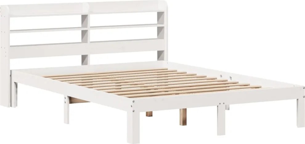 Rám postele s čelem bílý 135 x 190 cm masivní borovice 3306779