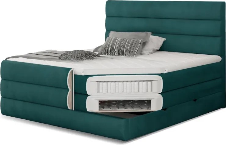 Kontinentální boxspring postel Carmen, černá 160x200cm (sawana 14/ Cand 10)