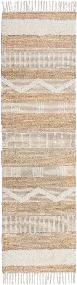 Flair Rugs, Běhoun Jubilant Medina Jute Natural/Ivory, 60x230, béžová, ložnice