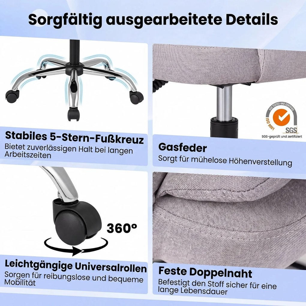 Costway Ergonomická manažerská židle s kolečky, nastavitelnou výškou – šedá