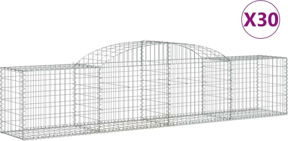 Klenuté gabionové koše 30 ks 300x50x60/80 cm pozinkované železo 3146681