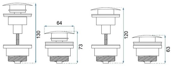REA-A8585 - Umyvadlová výpusť CLICK-CLACK pr. 6,4 cm broušená zlatá