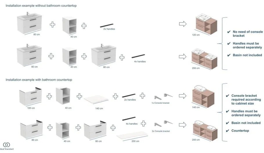 Nízká závěsná koupelnová skříňka v dekoru dubu v přírodní barvě 40x63 cm i.Life B – Ideal Standard