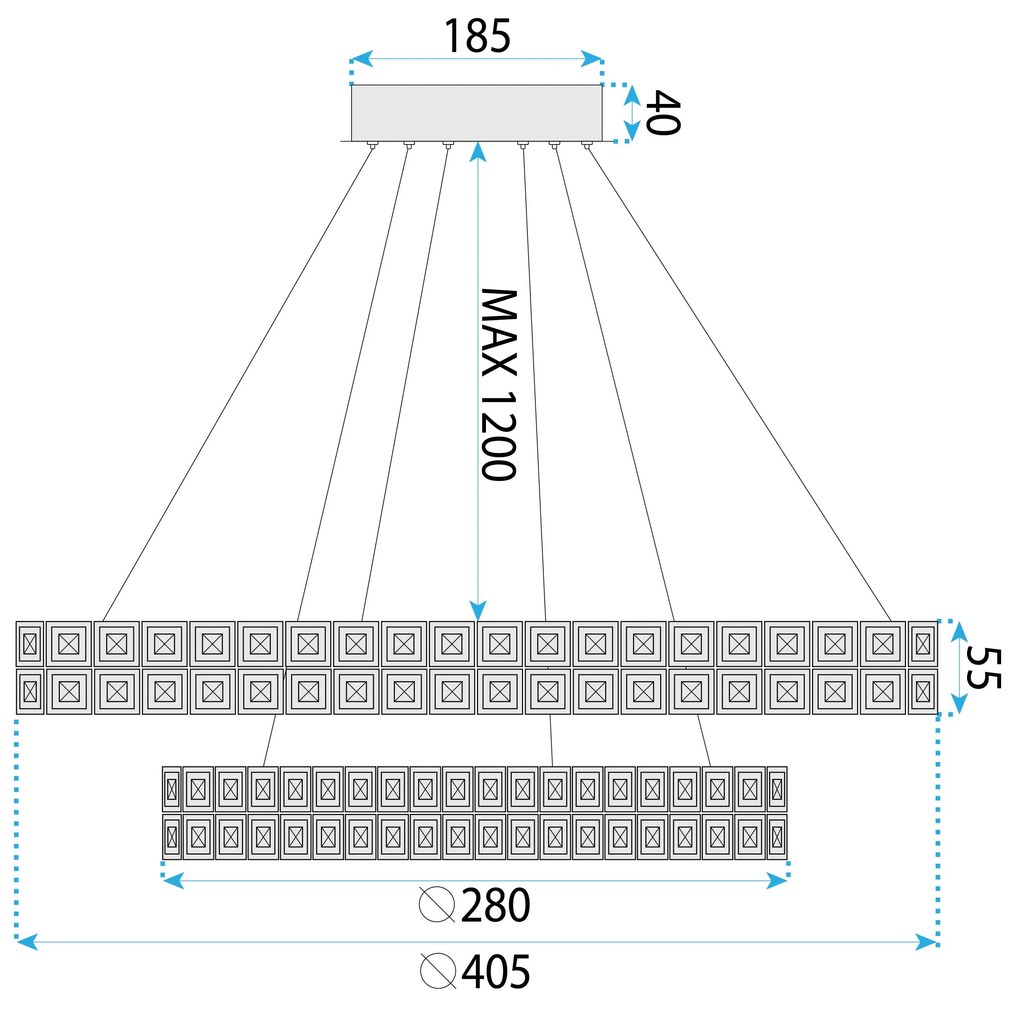 Toolight Závěsné LED osvětlení Crystal LE6 MS006-CP chrom