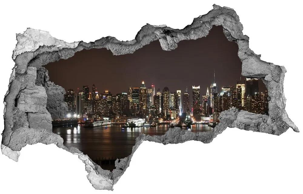 Wallmuralia Fototapeta díra na zeď 3D New York noc 95x73 cm