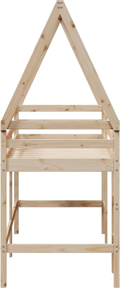 Patrová postel s žebříkem a střechou 80 x 200 cm borovice 3282112