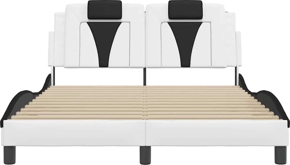 Rám postele Viana bez matrace bílý a černý 140 x 190 cm umělá kůže 3208095