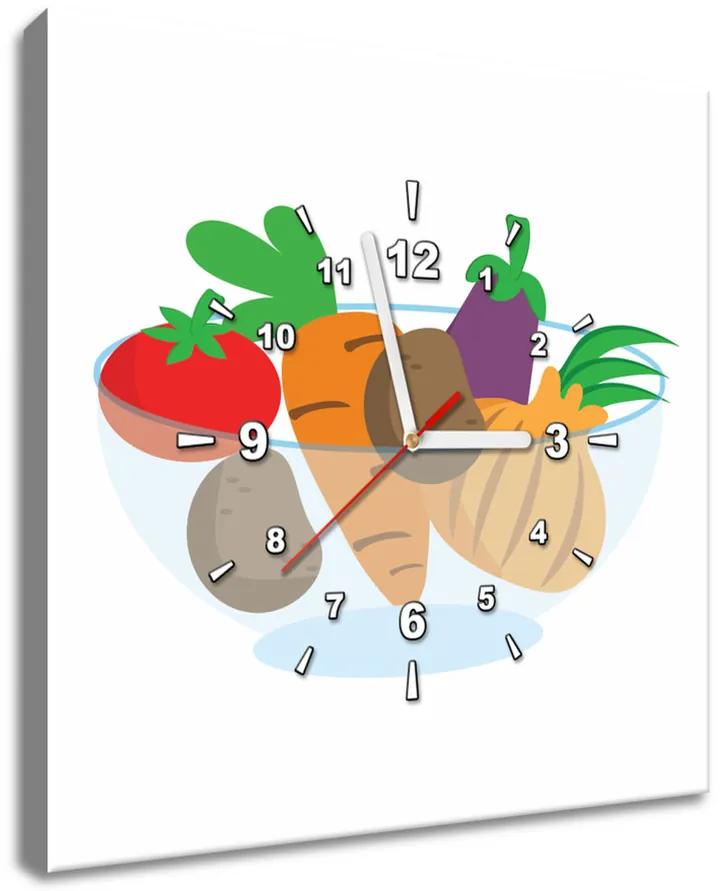 Gario Obraz s hodinami Miska se zeleninou Rozměry: 30 x 30 cm