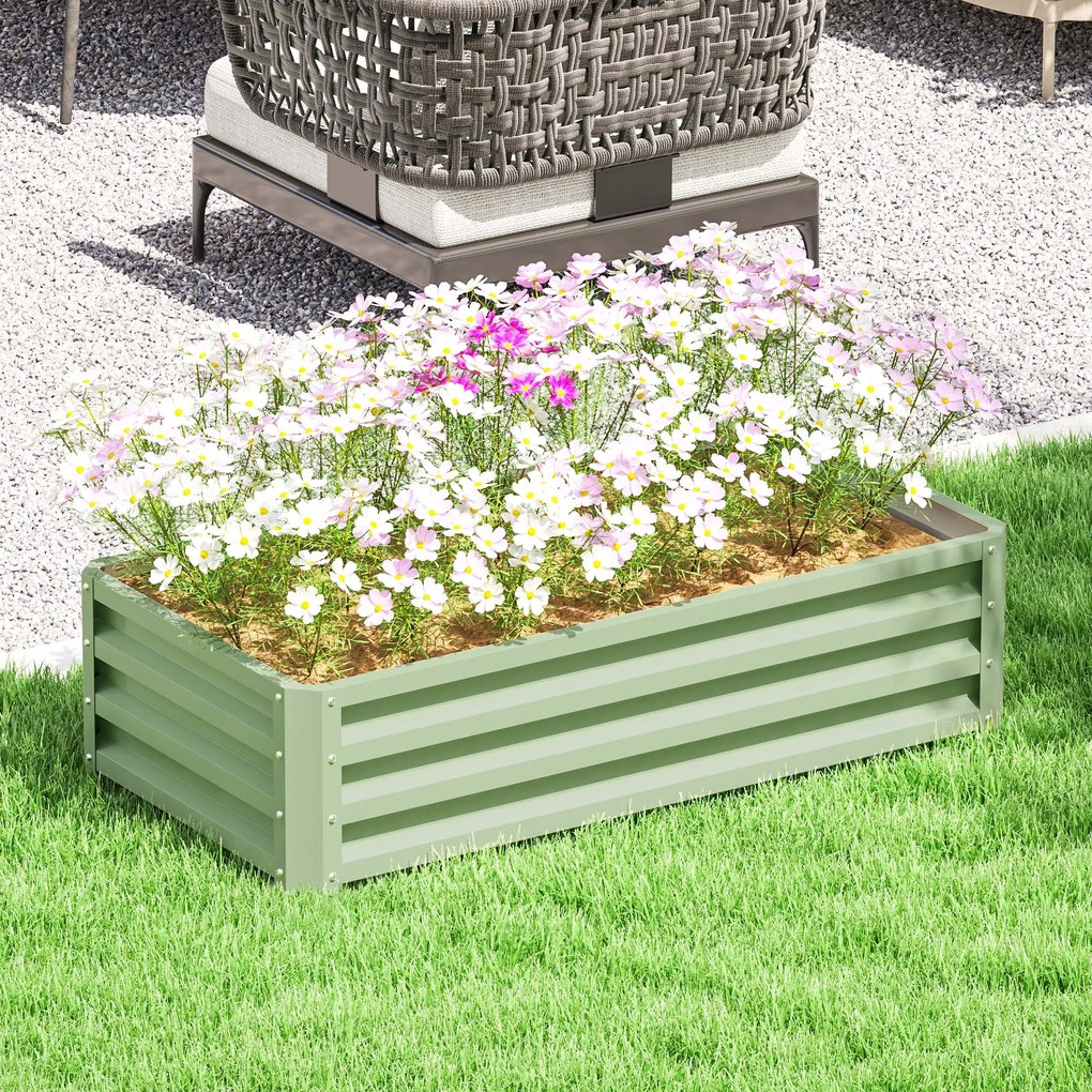 Outsunny Zvedený Záhon z Oceli, Zahradní Rámeček s Otevřeným Dnem pro Pěstování Zeleniny 120x60x30,5 cm na Balkon, Terasu, Květináč pro Květiny, Rost…