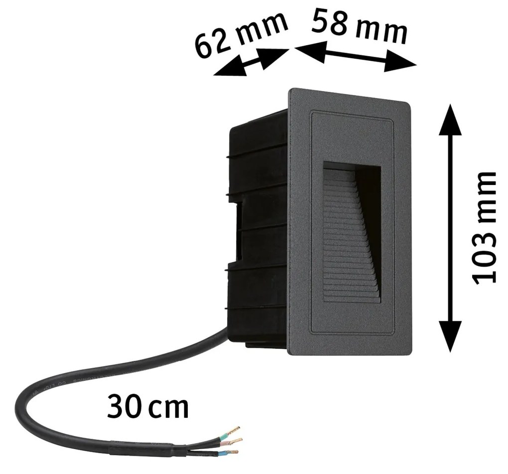 Paulmann 94382 High, venkovní zápustné svítidlo do stěny 230V, LED 2W, 3000K 105x60 antracit, IP65