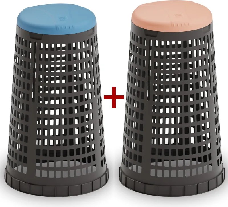 Plastový odpadkový koš na 120 l pytle 1+1 ZDARMA černý, modrá + červená