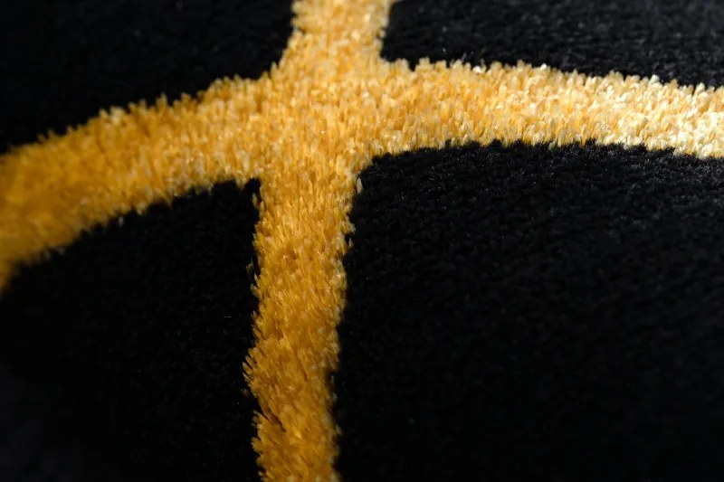 Dywany Łuszczów, Kusový koberec Gloss 406C 86 geometric black/gold, 80x150, černá, chodba / předsíň