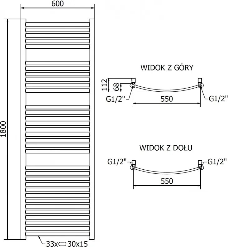 Mexen Helios, elektrické topné těleso 1800 x 600 mm, 900 W, zlatá lesklá, W103-1800-600-2900-50