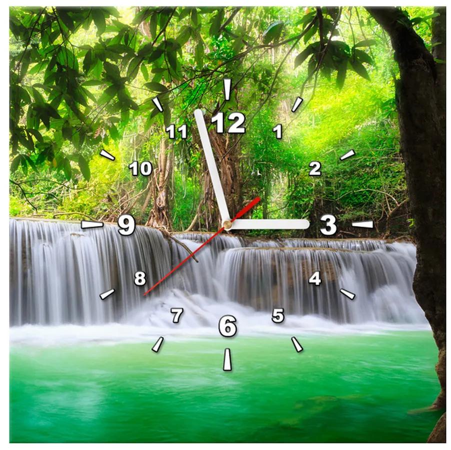 Gario Obraz s hodinami Thajsko a vodopád v Kanjanaburi Rozměry: 30 x 30 cm
