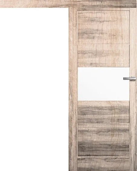 posuvné interiérové dveře na stěnu vasco doors TEO model 3 Průchozí rozměr: 70 x 197 cm, Orientace dveří: Levé dveře, Dekor: Dub šedý