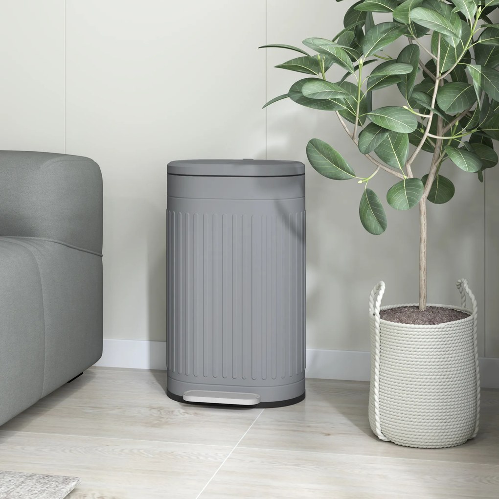 HOMCOM Odpadkový koš 30 l pedálový koš s víkem nožní pedál vyjímatelný vnitřní koš s funkcí soft-close 36,5 x 31,2 x 60,8 cm, šedý