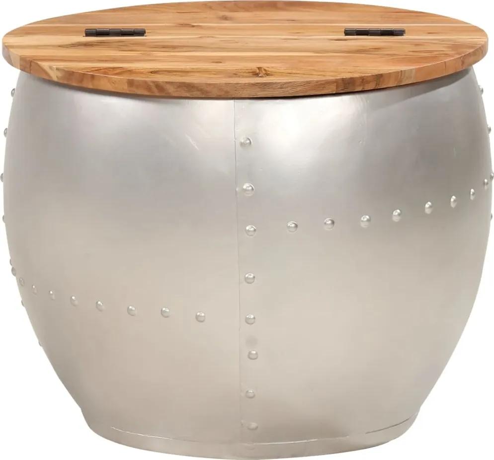 vidaXL Konferenční stolek kulatý 53 x 43 cm masivní mangovníkové dřevo [287485] Barva: Stříbrná