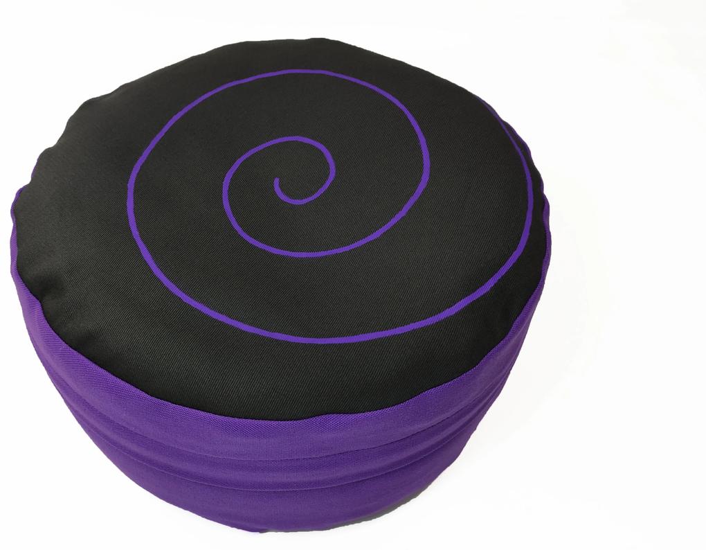 S radostí - vlastní výroba Meditační podsedák se spirálou - fialový Velikost: ∅30 x v12 cm