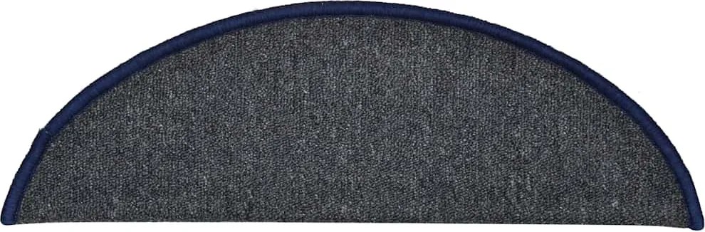 Schodové rohože 15 ks 56 x 17 x 3 cm tmavě šedé a modré, půlkulaté 322364