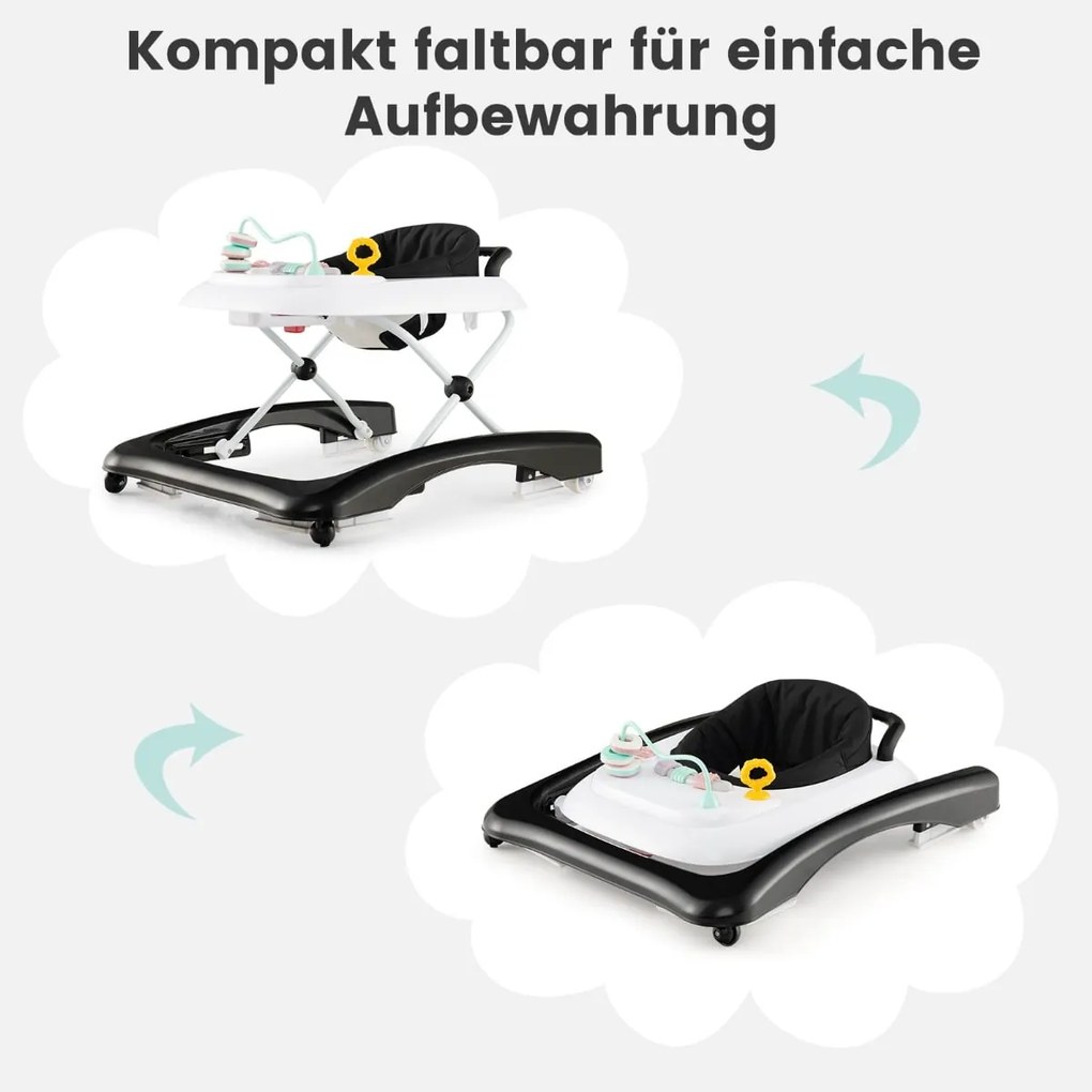 Costway 3 skládací v 1 dětské chodítko s nastavitelnou – černý