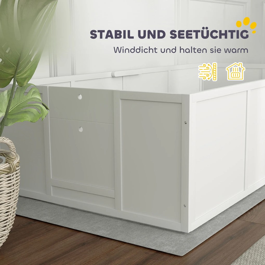 PawHut porodní box pro štěňata, výběh pro štěňata s nastavitelnými vchody, protiskluzová ohrádka pro malé až velké psy, 196 x 96 x 48 cm, jedlové dře…