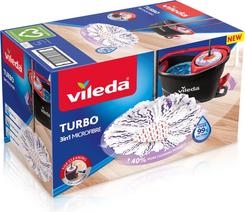 Vileda Třásňový rotační mop TURBO 3v1 MICROFIBER s kbelíkem