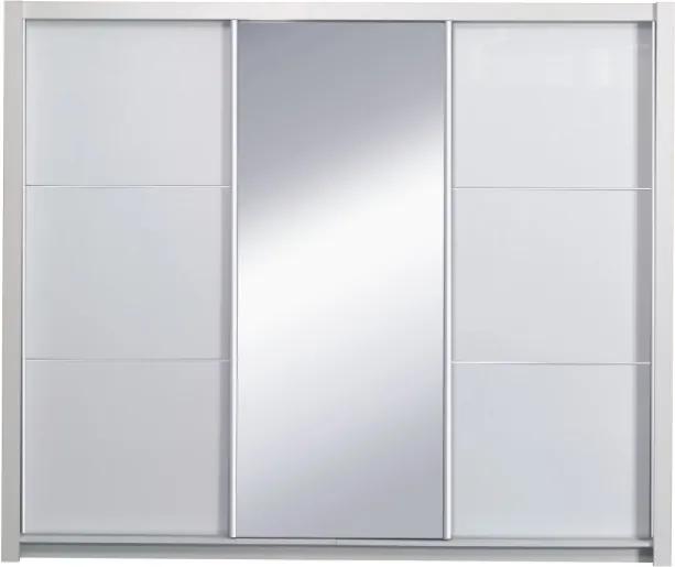 Skříň s posuvnými dveřmi, bílá / vysoký bílý lesk, 208, ASIENA 0000210565 Tempo Kondela