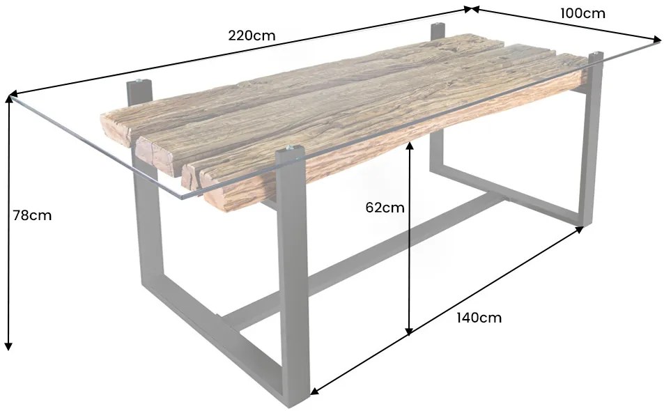 Designový jídelní stůl Shark II 220 cm teak