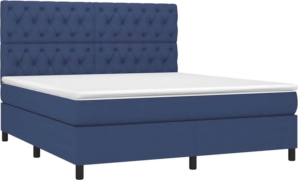 Box spring postel s matrací a LED modrá 160x200 cm textil 3135131