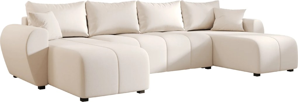 Rozkládací sedací souprava do U SEVIO 311x145 cm, krémová + 2 polštářky ZDARMA