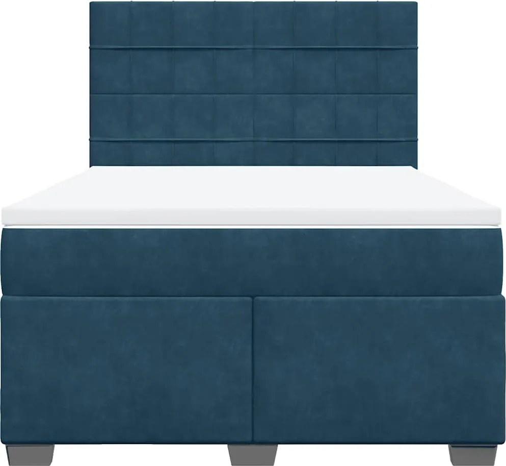 Box spring postel s matrací modrá 140 x 190 cm samet 3293210