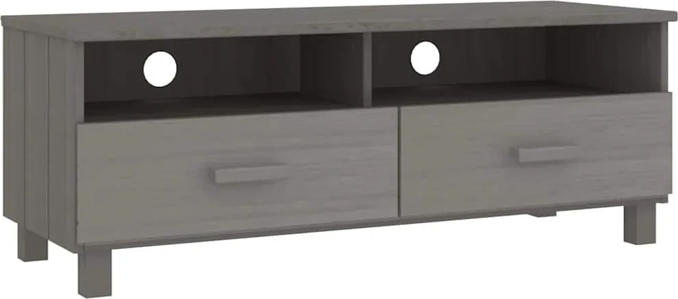 TV stolek HAMAR světle šedý 106 x 40 x 40 cm masivní borovice 340471